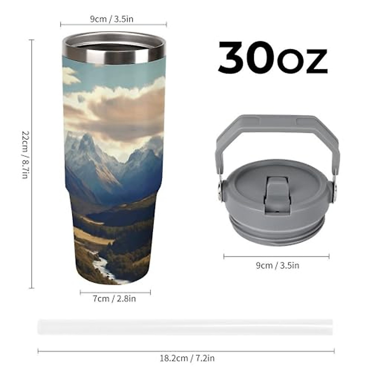 WITHSBKK 30oz Car Cup Cook National Park Landscape Printed with Portable, Stainless Steel Travel Mug, Vacuum Insulated Tumbler And Straw, Leakproof for Car & Outdoor, UV Printed Design