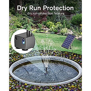 NFESOLAR 3.5W Solar Water Pump Outdoor, Solar Power Bird Bath Fountain with10ft Cables, 4ft Tubing, Dry Run Protection, Filtration Syste, for Small Pond, Garden, Water Feature, Pool, Yard
