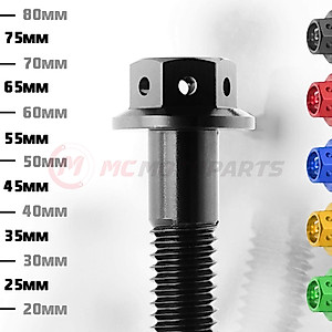 MC MOTOPARTS Pre-drilled CNC Race Spec Bolts M6 x 30mm Flanged HEX Head Screws 5 pcs (Black)