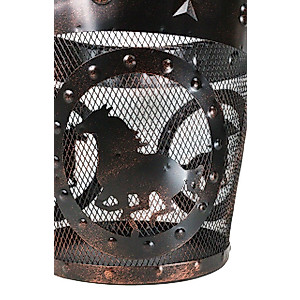 Ebros Rustic Western Galloping Horses with Raised Studs Stars and Braided Metal Rope Trim Wire Waste Basket Bin 12.75" Wide Home and Bathroom Accent Country Farmhouse Cowboy Decorative Trash Can