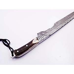 Custom Damascus Knife Hunting Knife Outdoor Knife With Stag Antler Handle