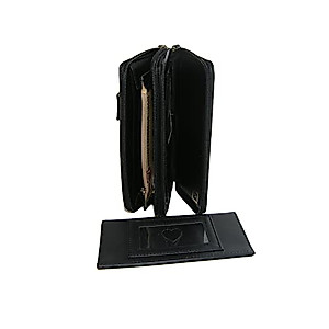 New Stone Mountain Zip Around Wallet & Checkbook Purse Bag Black Leather 2 Piece