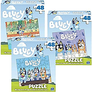 Bluey Premier 48 Pc Puzzle Set for Kids - Bluey Party Supplies Bundle with 1 Bluey Puzzle, Crenstone Puppy Stickers, and More (Bluey Games and Activities) Styles May Vary, Bluey Party Favors