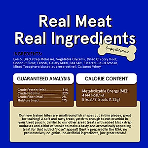 Real Meat Tiny Trainer Bites Dog Treats - 1lb of USA-Made Soft & Chewy Air-Dried Lamb Training Treats for Dogs & Puppies - All-Natural Grain-Free Dog Training Treats with Free-Range Grass-Fed Lamb