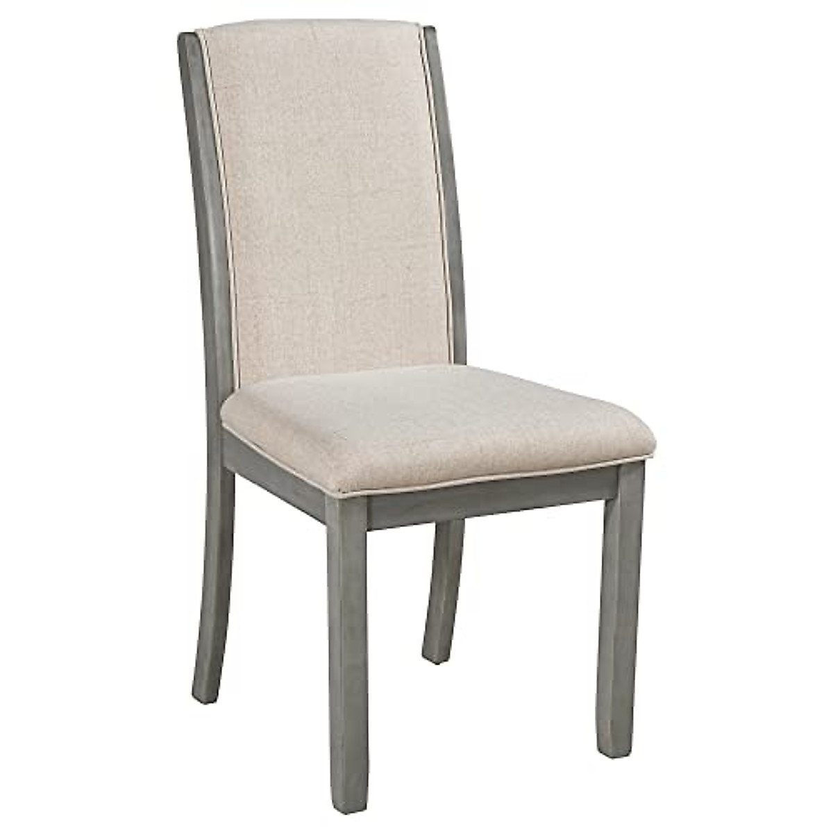 LUMISOL Upholstered Dining Chairs Set of 4, High Back Padded Dining Chairs with Solid Wood Legs, Modern Linen Fabric Kitchen Chairs (Gray + Beige)