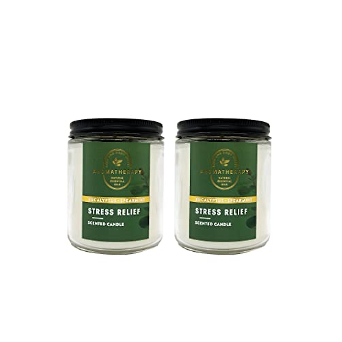 Bath & Body Works Stress Relief Aromatherapy Scented Candles | Eucalyptus Spearmint Scent | | Soy Based Wax | dfrDhp | NaturalEssential Oils | 2 Pack | 7 Oz Each