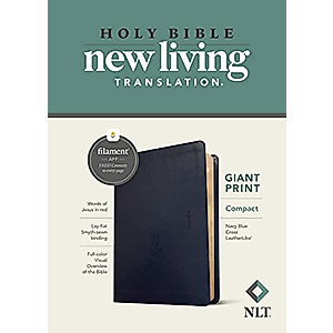 NLT Compact Giant Print Bible, Filament Enabled (LeatherLike, Navy Blue Cross, Red Letter)