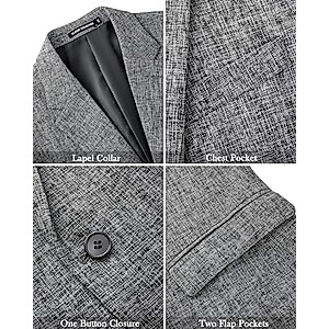 J.VER Men's Casual Sport Coat Classic Fit One Button Blazer Jacket with 5 Real Pockets Light Grey
