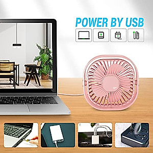 Small USB Desk Fan, 4 Inch Quiet Mini Table Fan, 3 Speeds Portable Desktop Fan, 360°Rotatable Little Personal Fan, Small Cooling Fan with USB Cable, Mini Fan for Home Office Bedroom Summer Gift