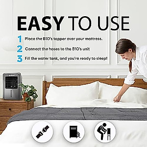 Adamson B10 Gray - New 2023 - Bed Cooling System + 100% Cotton Cooling Mattress Topper for Night Sweats + Water Bed Cooler Ideal for Hot Sleepers - Twin 75” L x 39” W + 5-Year Warranty