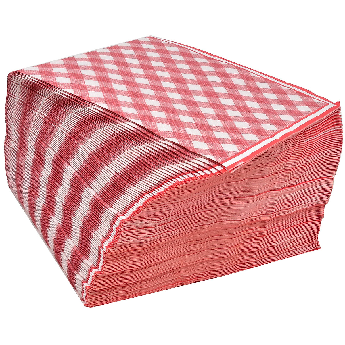 Gift Boutique 200 Pcs Red and White Gingham Party Supplies Set Paper Plate Napkin for Checkered Plaid Picnic BBQ Birthday Disposable Dinnerware Serve 50