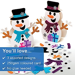 Baker Ross AX531 Snowman Mix & Match Card Kits - Pack of 6, Personalize Your Own Festive Cards, Arts and Crafts for Kids