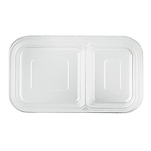 Restaurantware TRAYS ONLY: Futura 15.2 Ounce Trays For Containers 100 Microwavable Trays For 24 34 And 44 Ounce Containers - Containers Sold Separately 2 Compartments Clear Plastic Food Trays
