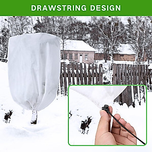 Garutom 2-Pack Plant Covers Freeze Protection 42" x 45" 2.2 oz, Frost Cloth Plants Jacket Drawstring Tree Cover for Outdoor Plants, Shrub Potted Plants Winter