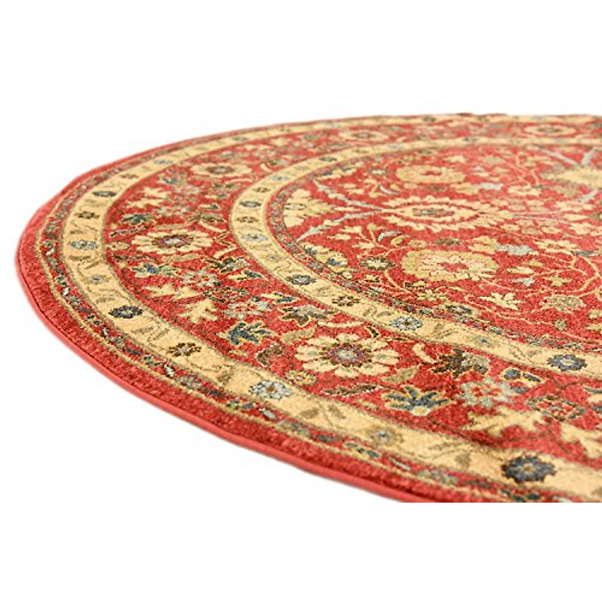 Unique Loom Edinburgh Collection Classic Oriental Traditional French Cottage Inspired Intricate Design Area Rug, 6 ft x 6 ft, Red/Beige