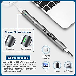 LIFEGOO Mini Electric Screwdriver, 62 in 1 Cordless Precision Power Screwdriver Set with 48 Bits, LED Lights Magnetic Mat, Rechargeable Repair Tool Kit for Phone Watch Camera Laptop PC