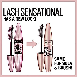 Maybelline Lash Sensational Washable Mascara, Lengthening and Volumizing for a Full Fan Effect, Blackest Black, 2 Count