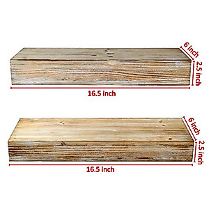 Spiretro Rectangle Floating Shelves Wall Mounted Set of 2, Ledge to Storage Organize and Display Trophy, Photo Frames for Home Décor, Space Saving in Bathroom, Kitchen, 16.5 inch, Wood_Rustic Grey