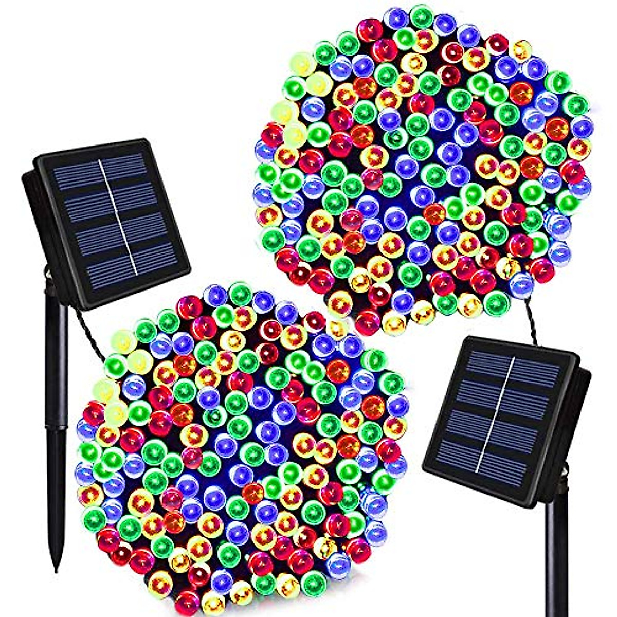 SOLARMKS Solar Christmas Lights 2 Pack Solar String Lights 72ft 200 LED 8 Modes Waterproof Solar Fairy String Lights for Outdoor, Gardens, Homes, Wedding, Christmas Party,Xmas Tree (Multi-Color)