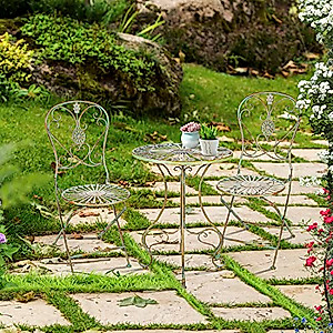 Sungmor Indoor Outdoor Bistro Table, Garden Patio Balcony Metal Table Furniture, One Piece Antique Green 22.8D*29.5H Small Round Table, Decorative Pretty Table with Rustic Style and Unique Pattern