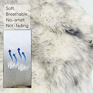 OKAYDA Genuine Australian Sheepskin Chair Cushion Seat Pad Fluffy Chair Cover for Kitchen, Office, Chair (graytips)