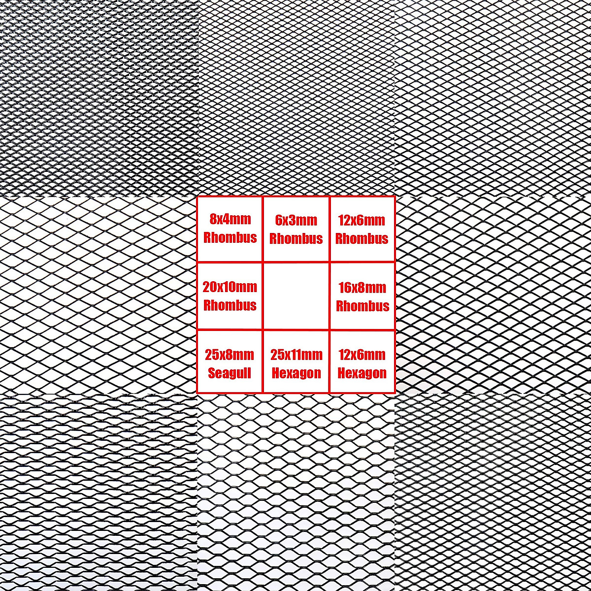 Modengzhe 40 x 13 inch Car Grill Mesh Sheet, Black Painted Aluminum Alloy Multifunctional Grille Mesh Roll, 6 x 12 mm Hexagon-Shape Grids