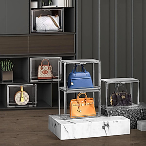 DAYOOH Acrylic Shoe Boxes Clear Stackable Sneaker Storage for Sneakerheads Display Case Shoe Storage Boxes with Magnetic Door Handbag Storage Shoe Organizer, 1 Pack Size 14