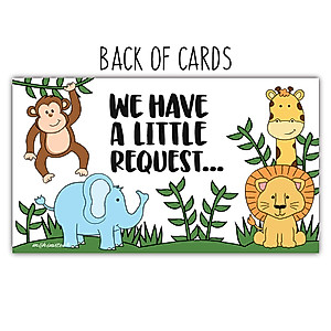 50 Safari Jungle Animals Books for Baby Shower Request Cards - Invitation Inserts - Gender Neutral
