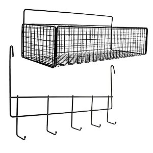 Cabilock 1 Set Bathroom Storage Rack Wire Shelves Wall Mounted Wire Storage Rack Hanging Storage Shelves Flowerpot Shelf Grid Storage Baskets Food Display Rack Hole-Free Storage Rack Black