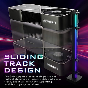 EZDIY-FAB Graphics Card GPU Brace 5V 3Pin ARGB,Support Video Card Sag Holder Holster Bracket, Anodized Aluminum (Black)