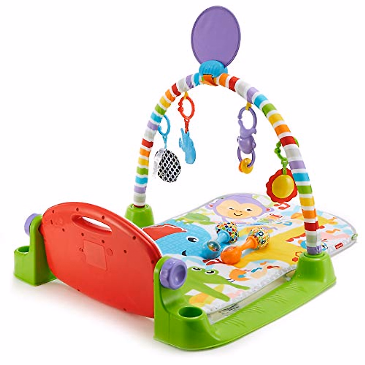 Fisher-Price Baby Playmat Deluxe Kick & Play Piano Gym & Maracas With Smart Stages Learning Content, 5 Linkable Toys & 2 Soft Rattles [Amazon Exclusive]