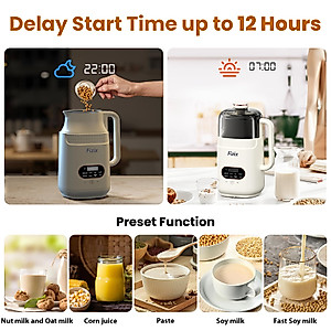 34oz Nut Milk Maker,8 in 1 Automatic Soy Milk Maker for Homemade Nut,Soy,Almond,Oat Milk,Fruit and Vegetable,Almond Milk Maker with Delay Start/Keep Warm/Self-Cleaning,White