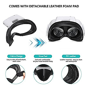 VR Face Pad for Oculus Quest 2, Upgraded Cooling Fan with 3 Cooling Speeds and 2-Brightness Tracking in Dark, Soft PU Face Cover Facial Interface for VR Accessories Fan Cooler with Charging Function