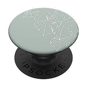 Light Green Mint Pastel Monstera Leaf Botanical Tropical PopSockets Standard PopGrip
