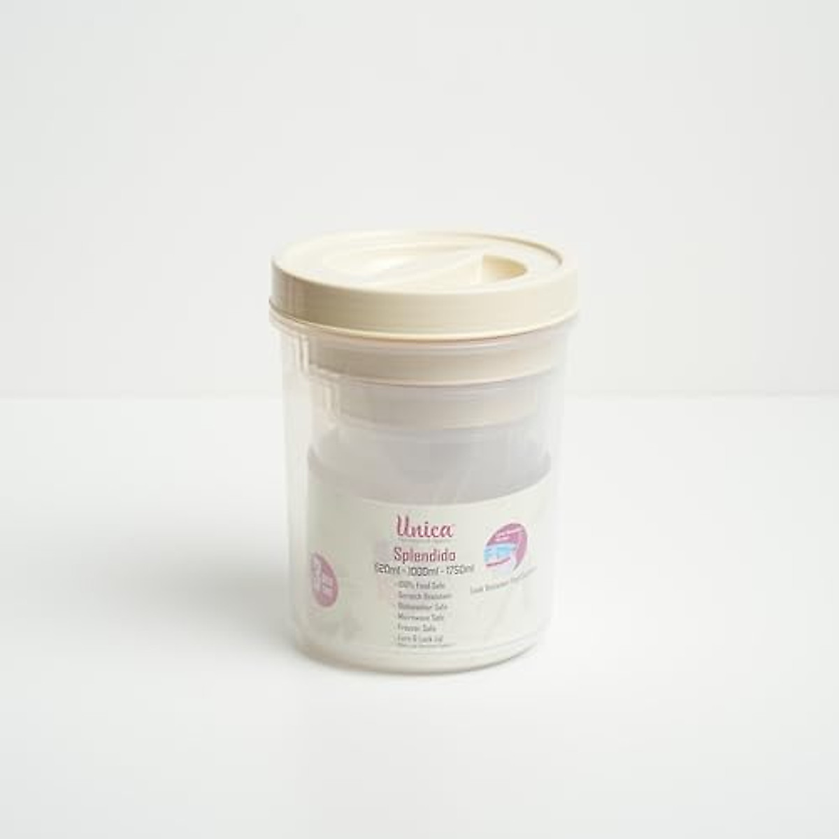 Unica Canister, Airtight Storage Containers with Lids, Round Containers for Flour, Spices, Rice, Stackable Canister Set, Dishwasher-safe, Set of 3, 59 oz, 5.27x5.27x6.67 in