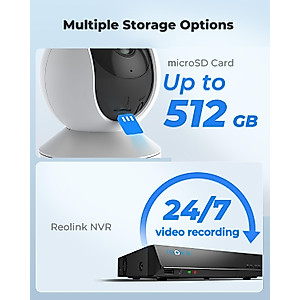 REOLINK Home Security Camera System, 3MP HD Plug-in Indoor WiFi Camera, Pan Tilt Pet Camera, Baby Monitor, Night Vision, 2 Way Audio, Motion Alerts, Local SD Card Storage, E1(2 Pack)