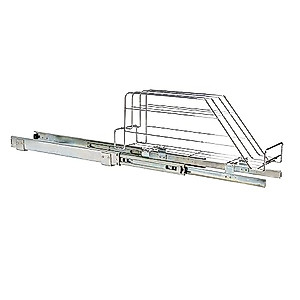 Household Essentials Glidez Multipurpose Chrome-Plated Steel Pull-Out/Slide-Out Storage Organizer for Cookware and Bakeware - Fits Standard Size Cabinet or Shelf, Chrome