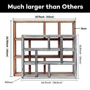 FIRMINANA Rustic Shadow Box Shelf,17.7x15.7-Inch Wall-Mounted (Vertical or Horizontal),9-Slot Rustic Wood Floating Shelves,Lightweight Solid Wood Display Shelf for Shot Glass (Brown)