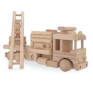 VESPLO - Wooden Fire Trucks - Fire Truck Toys for 3 Year Old Boys - DIY Handmade Toys - Realistic Toys for Boys - Preschool Toys & Preschool Learning Activities