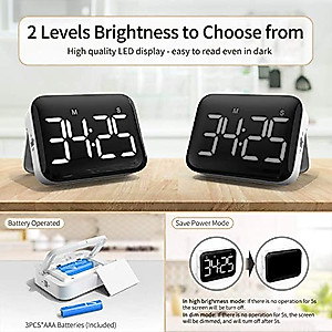 NOKLEAD Digital Kitchen Timer - Magnetic Countdown Count Up Timer with Large LED Display, 2 Brightness, Loud Volume, Easy for Cooking and for Kids Teachers and Seniors to Use (Batteries Included)