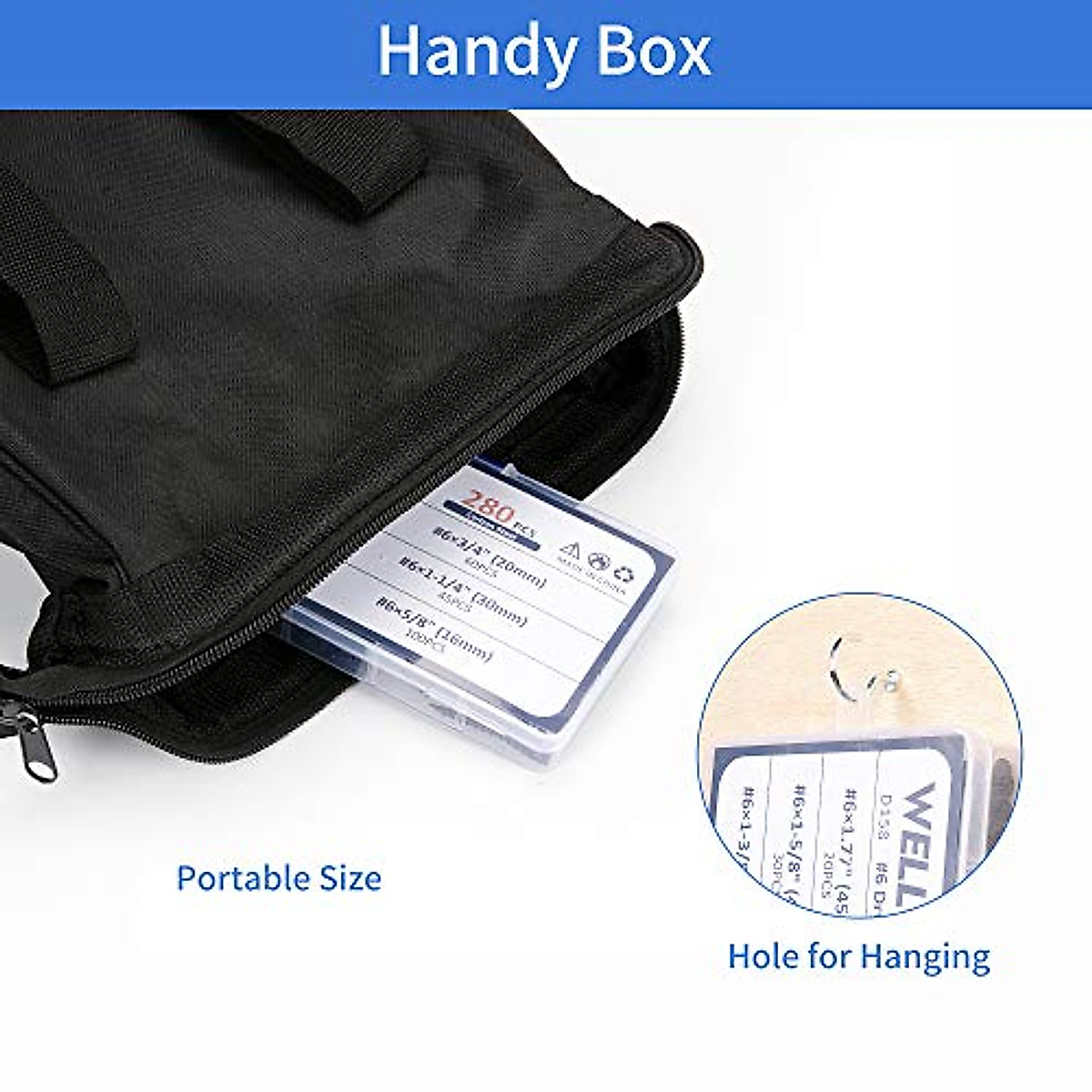 WELLOCKS Drywall Screws 230 Pcs #6×5/8" to 2-1/2" Wood Screws Assortment Kit Self Tapping Black Coating Bugle Head Coarse Phillips Sharp Point Fast Drilling for Wood Drywall Sheetrock (D158)