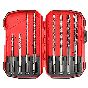 wesleydrill Rotary Hammer Drill Bit Set 8 Pcs SDS-Plus Drill Bits Fit for Fast Drilling in Block, Masonry and Concrete