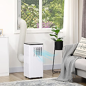 HOMCOM 10,000 BTU Smart WiFi Portable Air Conditioners for Rooms Up to 237 Sq. Ft., Cool Dehumidifier Fan 3-in-1 Portable AC Unit with Remote, 24H Timer, Window Mount Kit Included, White