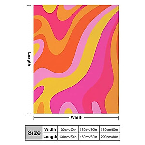 Retro 70S Pink and Orange Swirls Flannel Fleece Throw Blankets 50"X40" Lightweight Fluffy Winter Fall Blanket Cozy Soft Fuzzy Plush Home Decor for Couch Bed Sofa Bedroom Living Room Travel