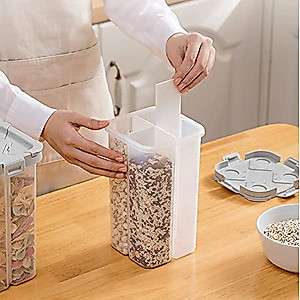WINIAER Cereal Storage Containers Airtight, Clear 2.8L Food Storage Containers with Lids and Compartments, Spaghetti Noodle Container for Grain, Flour, Rice, Nuts