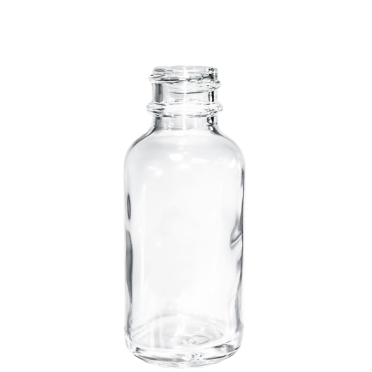 GlassBottleOutlet (Pack of 108) 1 oz. Clear Boston Round with Black Treatment Pump