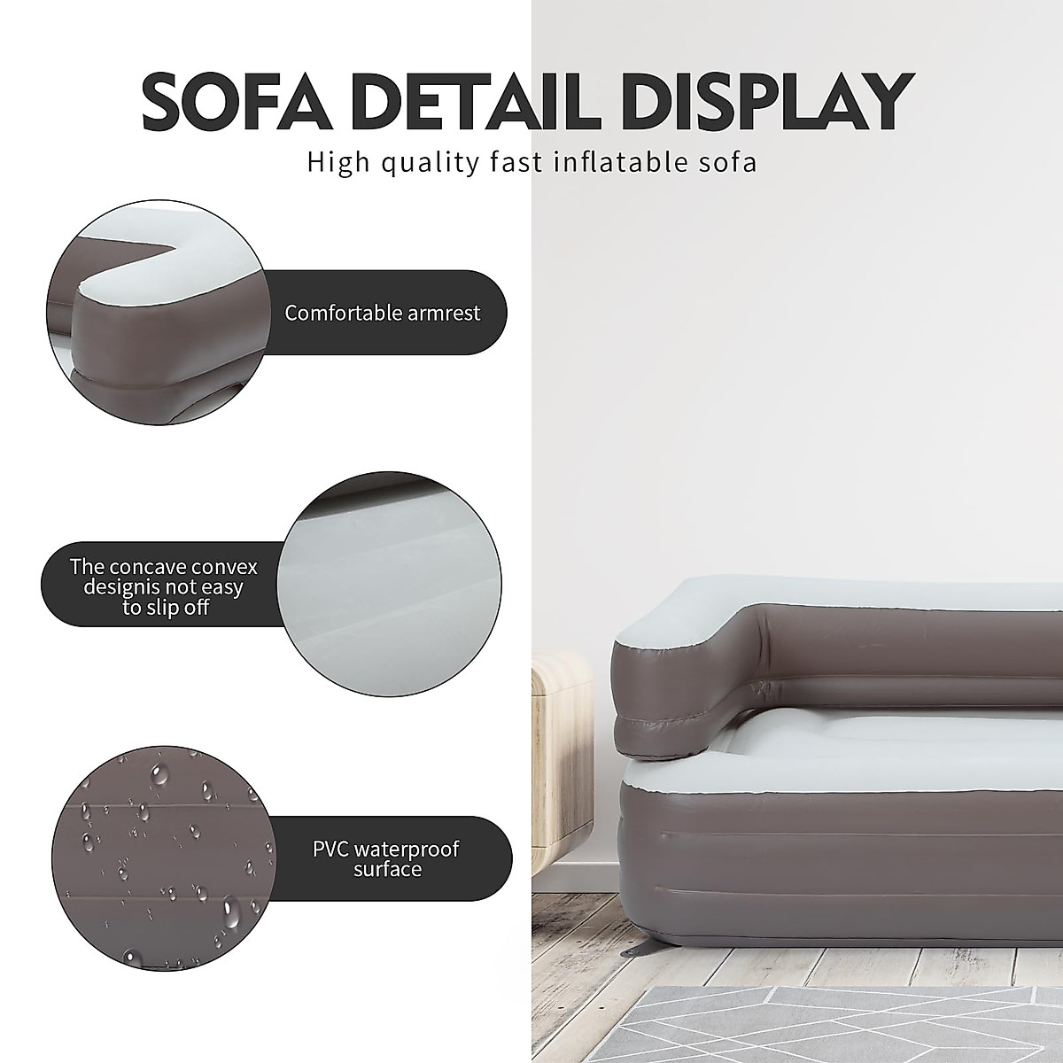 TWUBLK Inflatable Double Couch for Camping and Home - Camping Portable Air Lounger Air Sofa Mattress for Adults (No Pump Included)