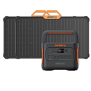Jackery Solar Generator 1000 PRO, 1002Wh Power Station with 2* 80W Solar Panels, AC Fast Charging in 1.8 Hours, Dual PD 100W Ports, Two-Sided Sunlight Absorption, for RV Outdoor Camping & Power Outages