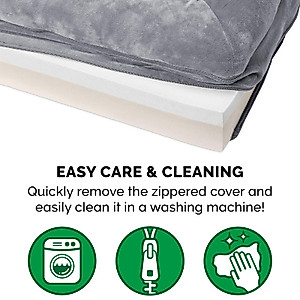 Furhaven Memory Foam Dog Bed for Large Dogs w/ Removable Bolsters & Washable Cover, For Dogs Up to 95 lbs - Faux Fur & Velvet Sofa - Smoke Gray, Jumbo/XL