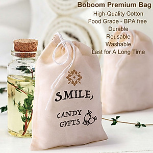 Boboom 60 Pcs Muslin Bags, 3.7x5.7 Inch Reusable Cotton Drawstring Bags, Natural Cotton Bags with Drawstring, Produce Bags Sachet Bag Bulk Gift Bag Jewelry Pouch for Wedding Party Home Storage